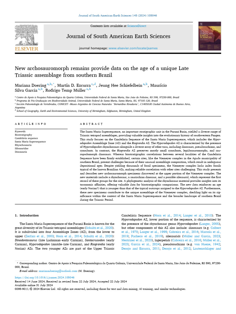 Doering Et Al. 2024 Niemeyer Archosauromorphs Teyumbaita | PDF