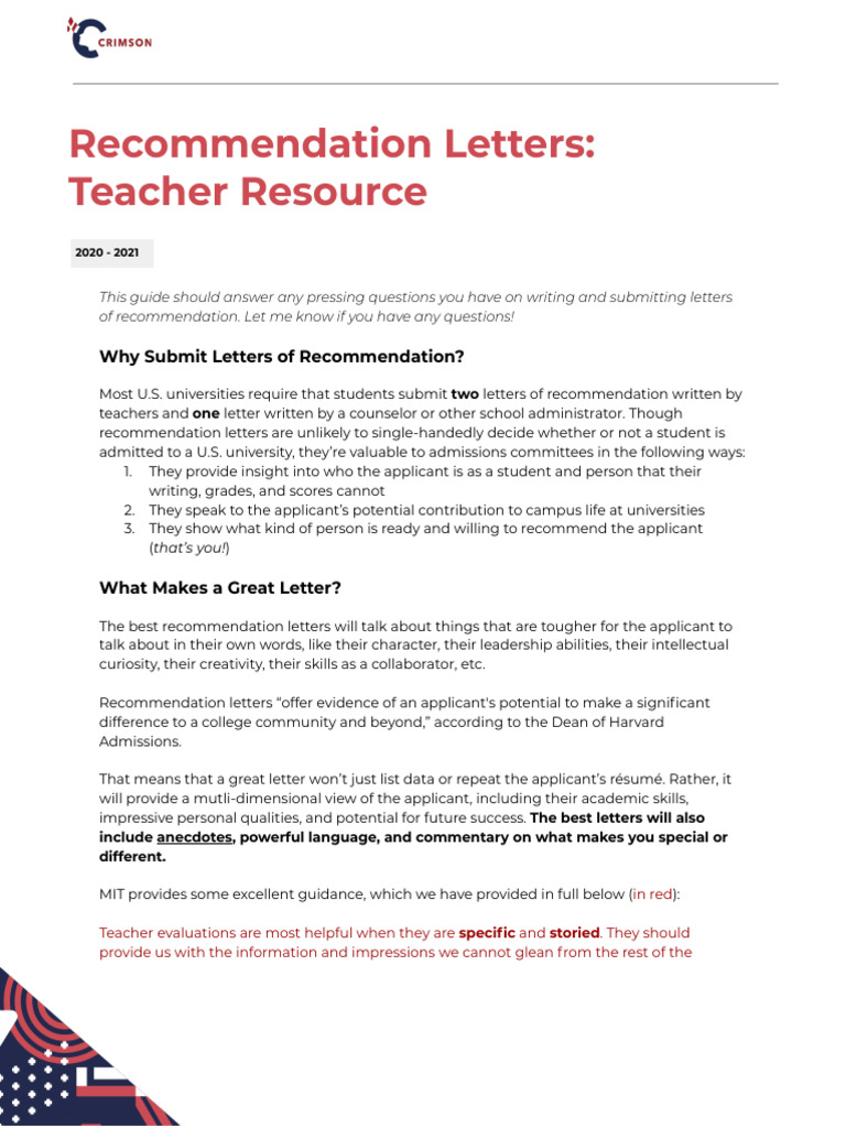 Recommendation Letter Resource | PDF
