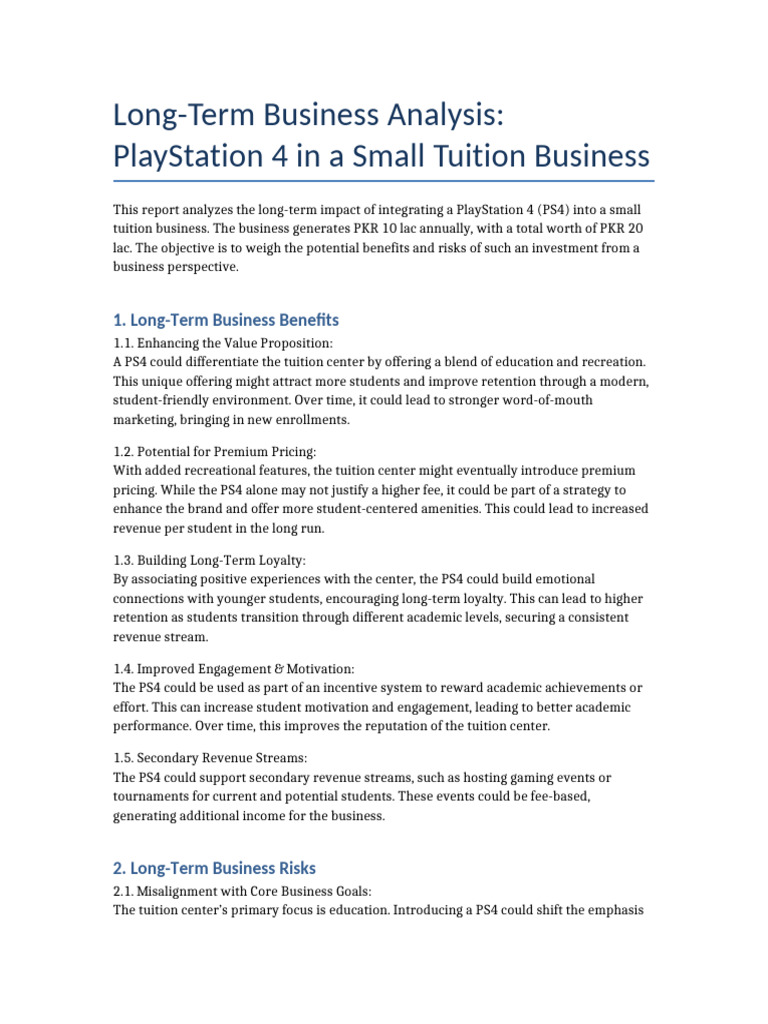 PS4 Long Term Business Analysis | PDF