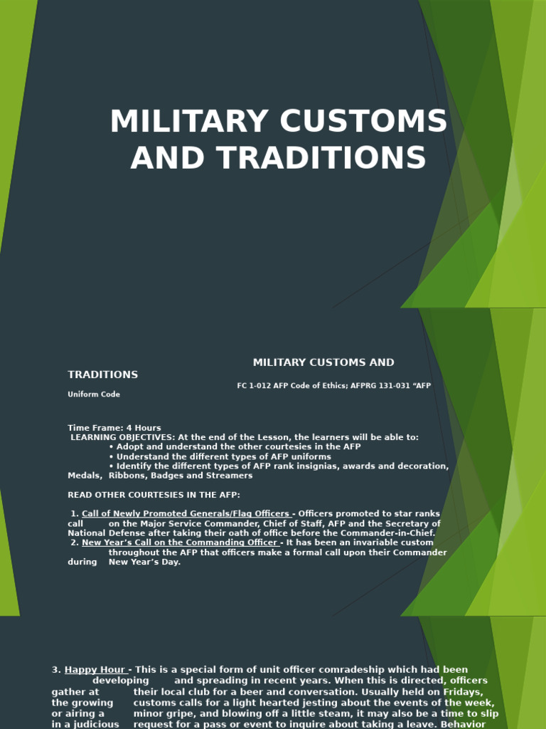 Military Costums and Traditions Rotc | PDF