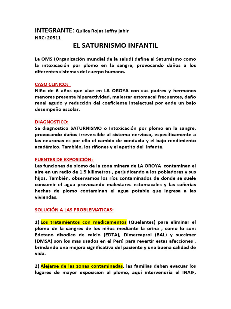 El Saturnismo | PDF