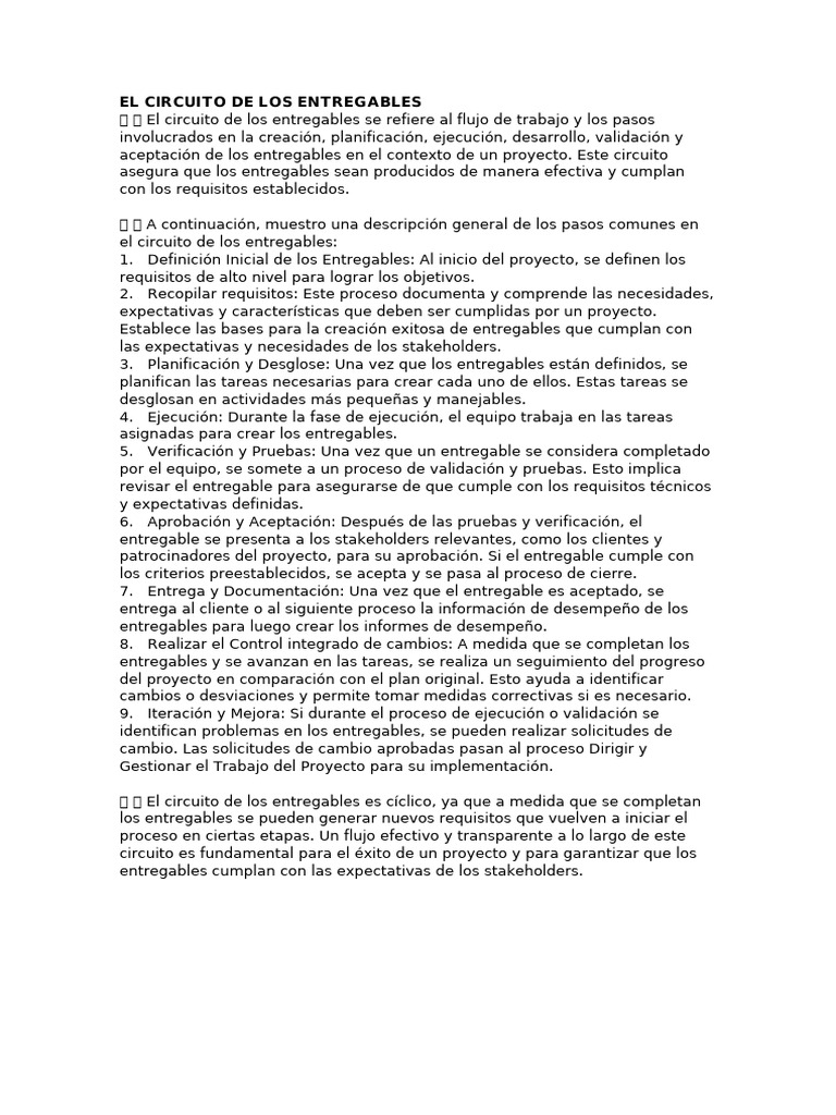 Circuito de Entregables en Proyectos | PDF | Planificación