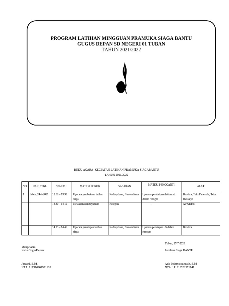 Program Mingguan Siaga Bantu | PDF