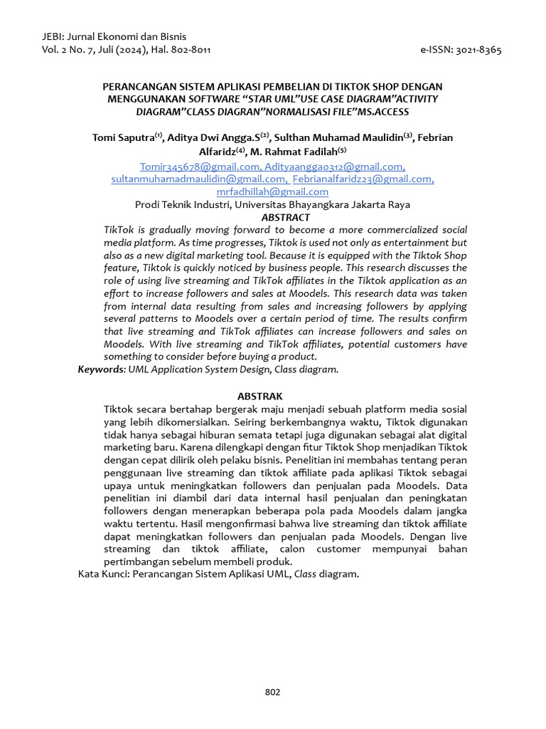 Analisis Perancangan Sistem Informasi Tiktok Shop Dengan Menggunakan Star Uml | PDF
