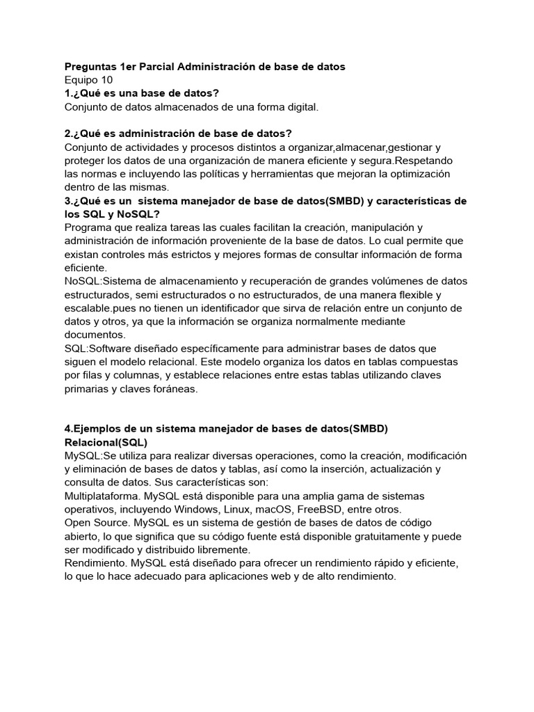 Preguntas 1er Parcial | PDF
