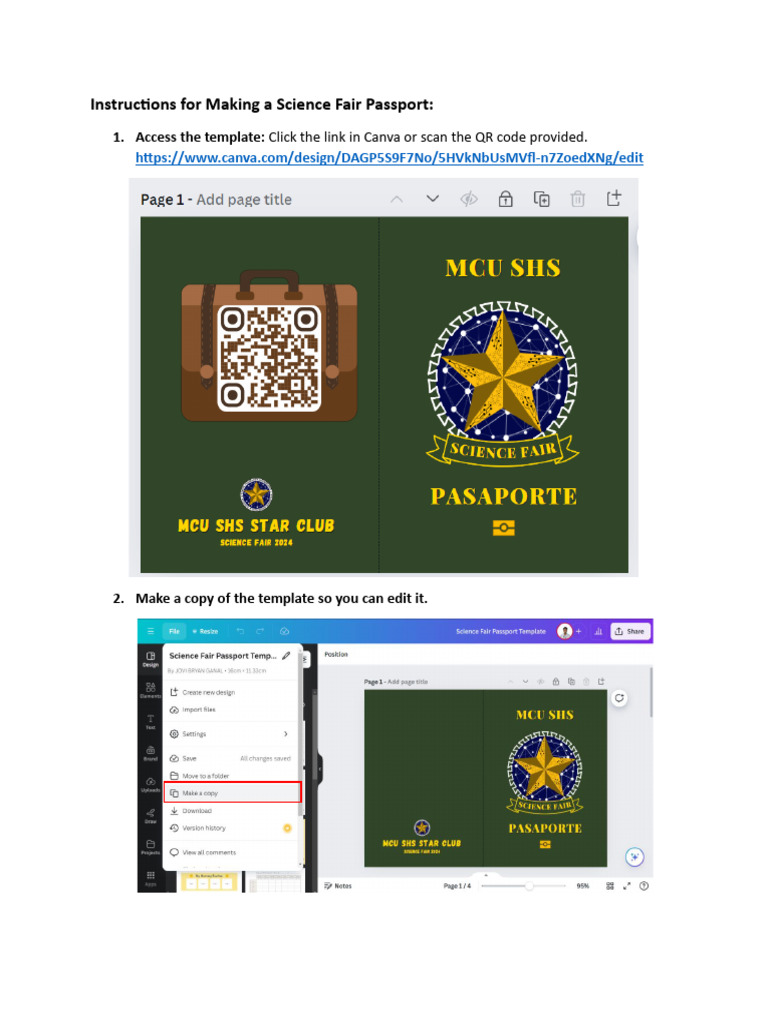 Instructions For Making A Science Fair Passport | PDF