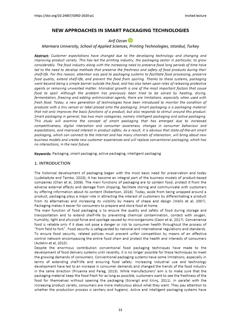 New Approaches in Smart Packaging Techno | PDF