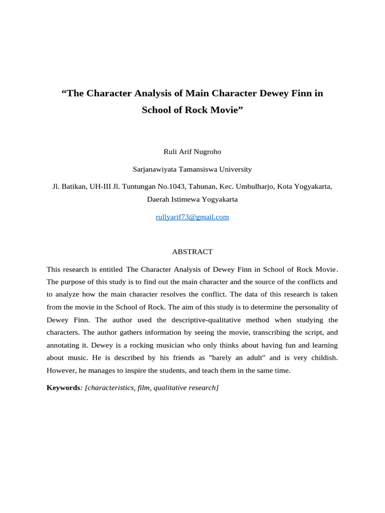 The Character Analysis of Main Character Dewey Finn in School of Rock ...