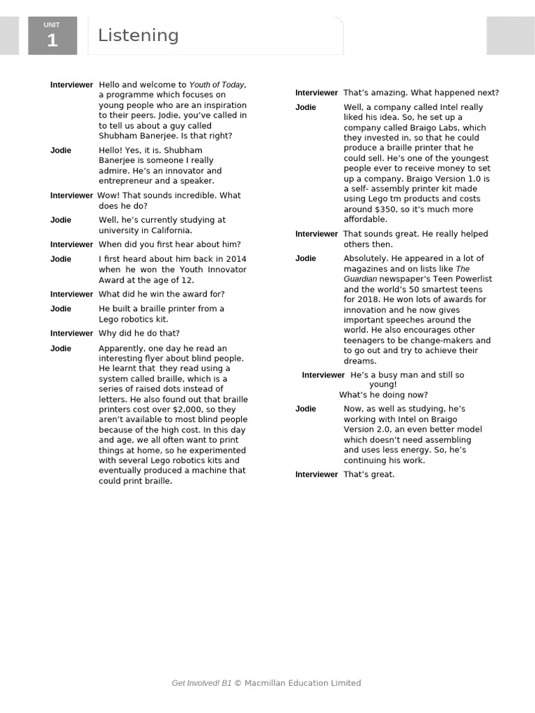 GI B1 Listening Audioscripts | PDF