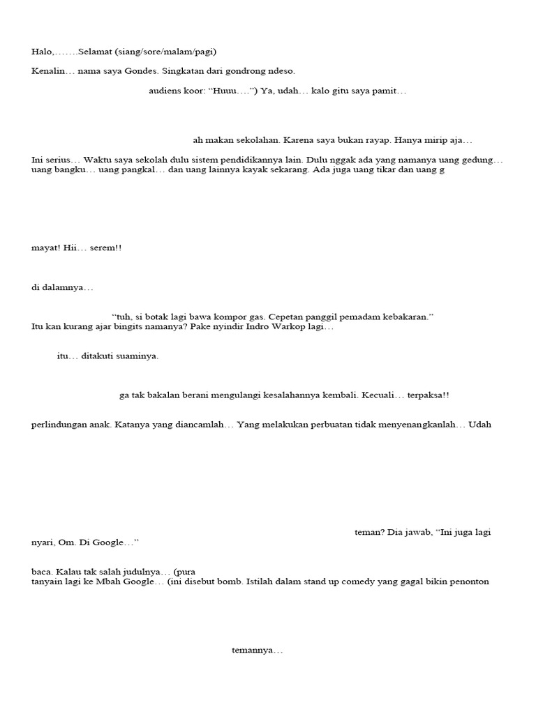 Materi Stand Up Comedy Bertema Tentang D | PDF