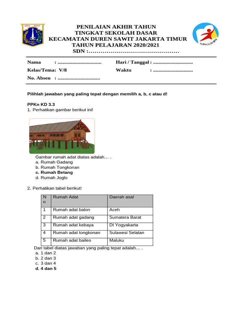 Soal Pat Tema 8 Kelas 5 | PDF