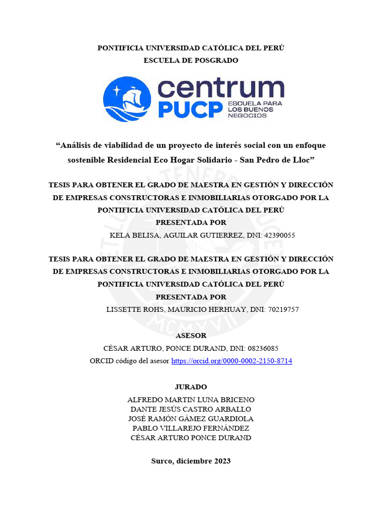 Análisis de Viabilidad de Un Proyecto de Interés Social Con Un Enfoque ...