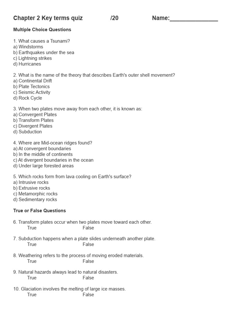Chapter 2 Key Terms Quiz | PDF