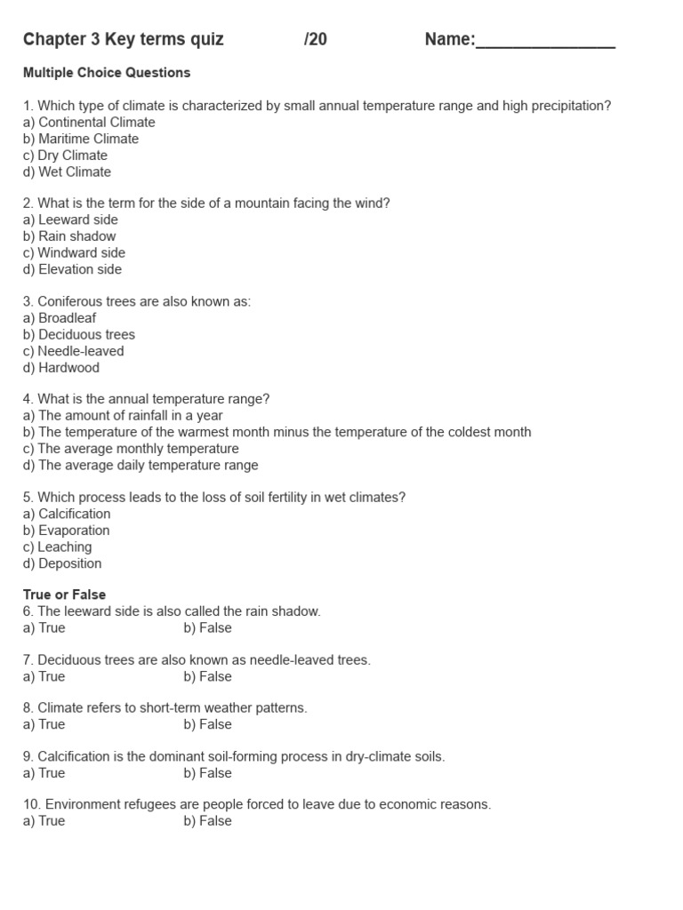 Chapter 3 Key Terms Quiz | PDF