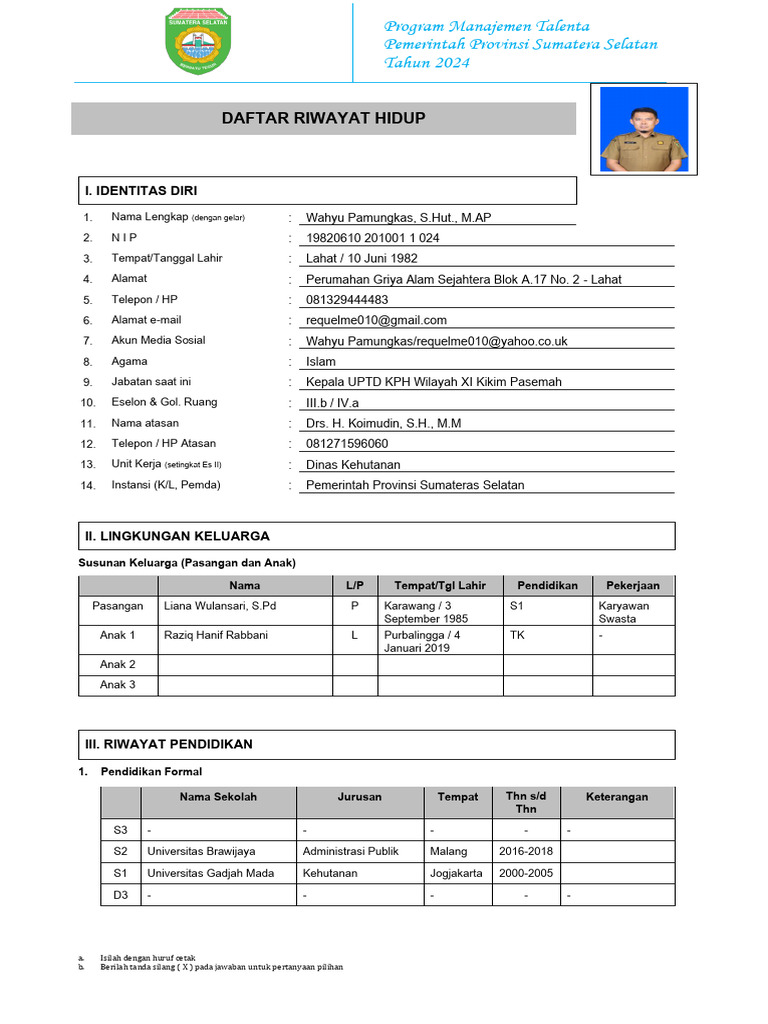 Form DRH - Wahyu Pamungkas | PDF