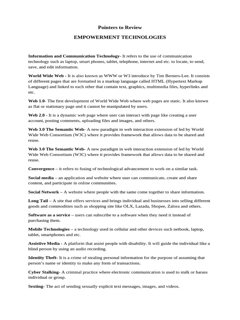 Pointers To Review Emp Tech | PDF