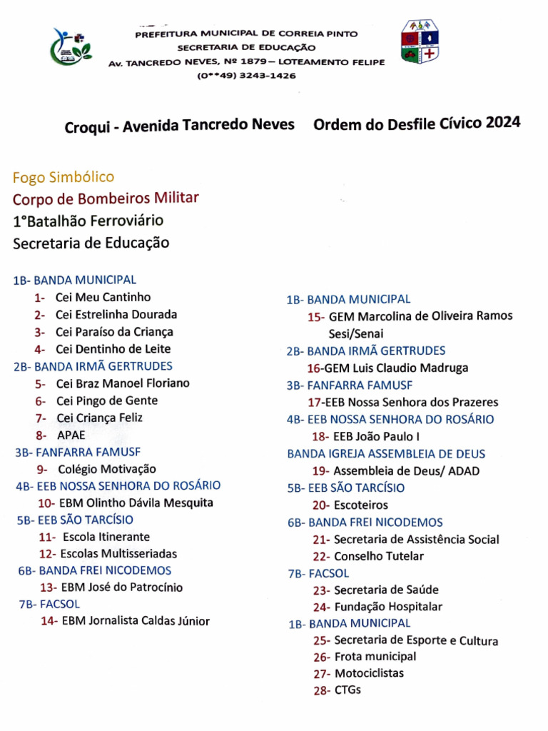 Desfile Cívico 2024 Pdf