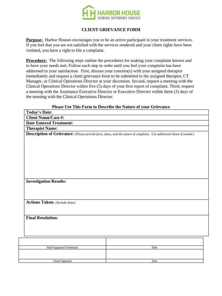 Client Grievance Form | PDF | Career & Growth | Business