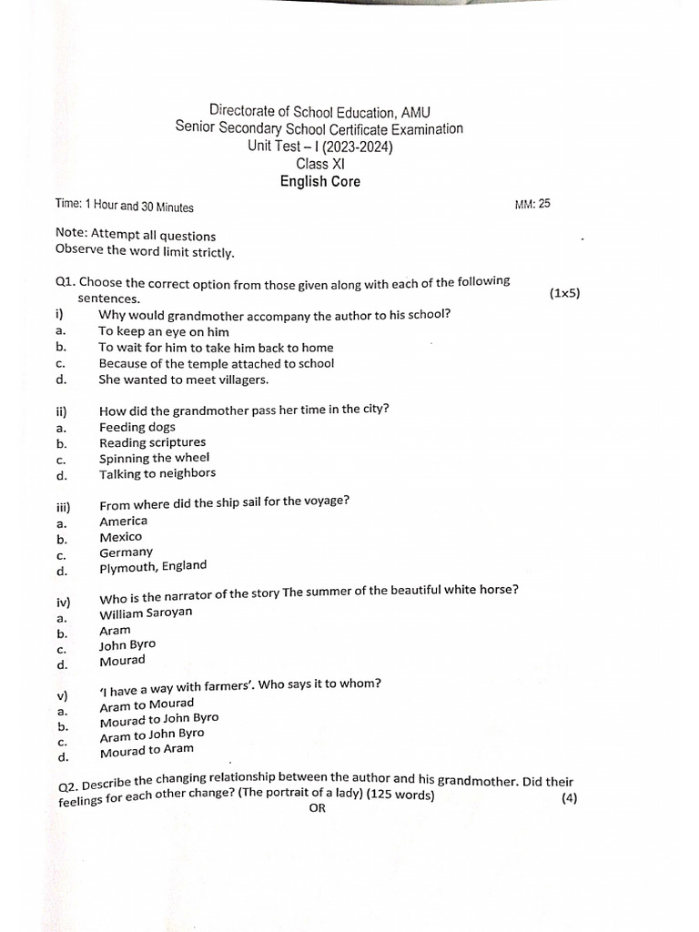 UT-1 PAPERS 2023-24 | PDF