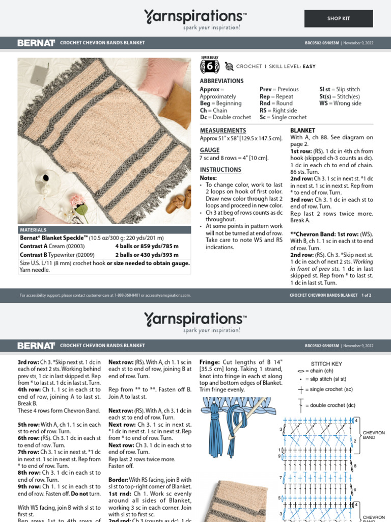 Blanket With Stripes | PDF | Crochet | Needlework