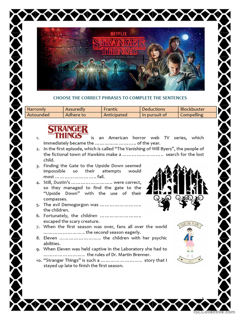 Vocabulary - Advanced - Stranger Things | PDF