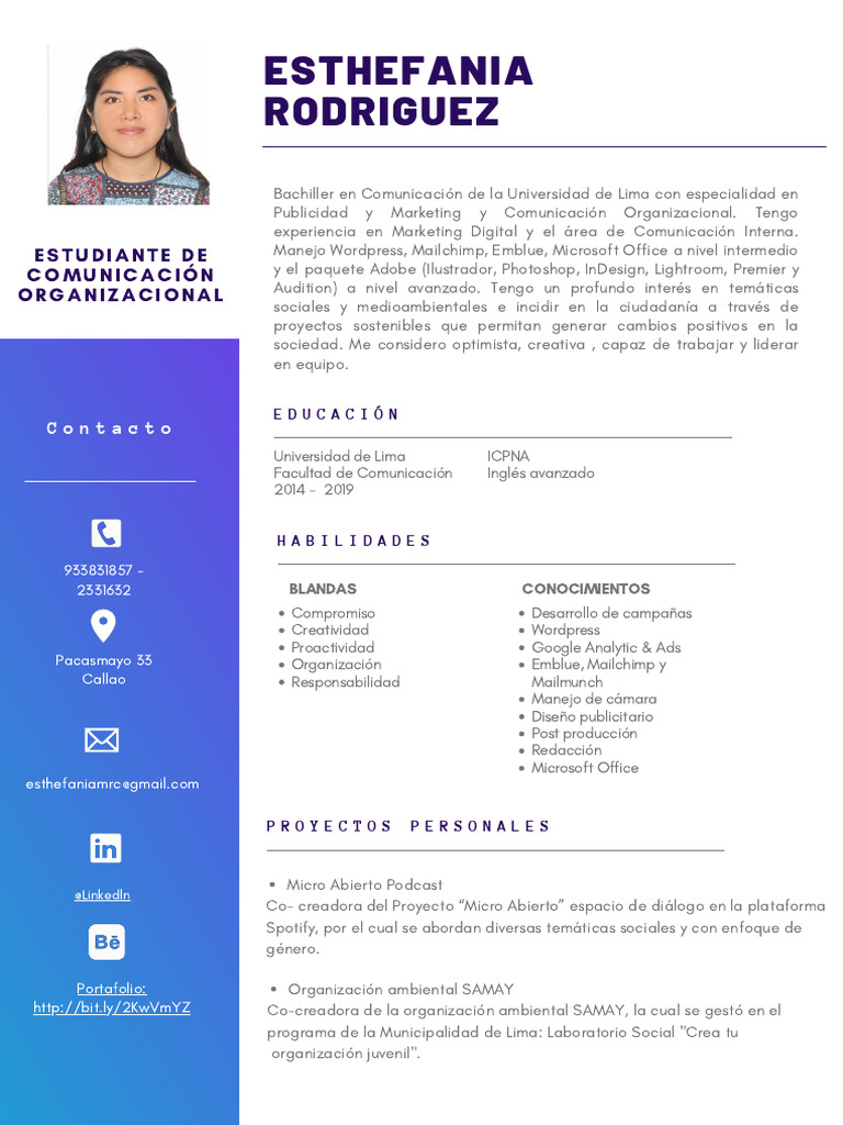 Esthefania Rodriguez CV ONG - Esthefania Consuelo Rodriguez Medina | PDF