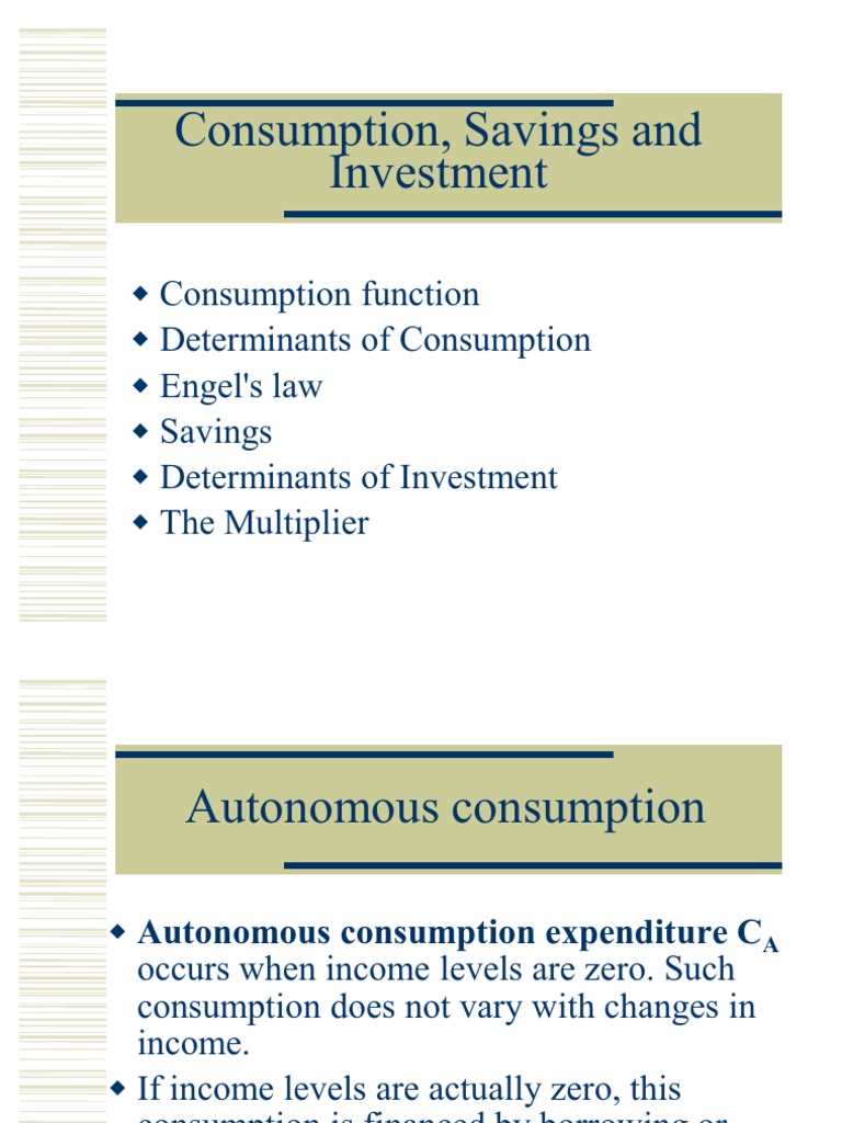 Consumption Savings and Investment | PDF | Saving | Income