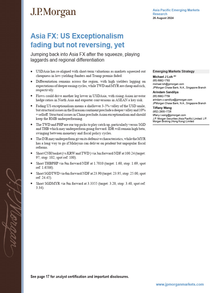Asia FX Outlook: Fading US Exceptionalism | PDF | Jp Morgan Chase ...