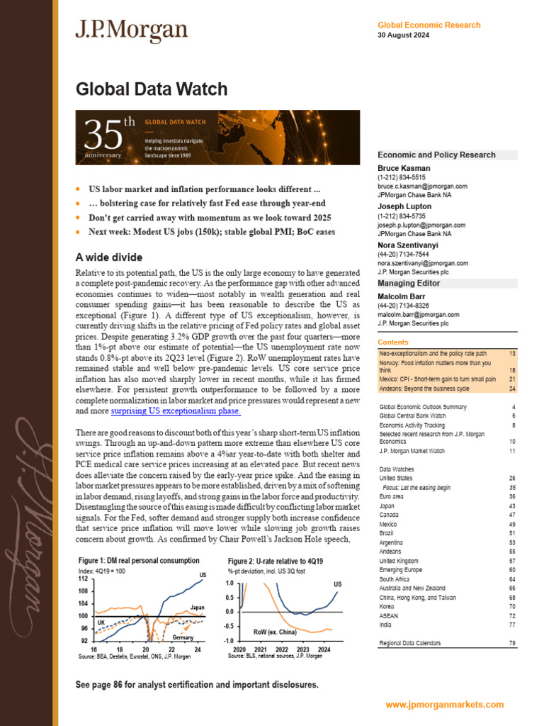JPMorgan Econ FI-Global Data Watch A Wide Divide-110099108 | PDF