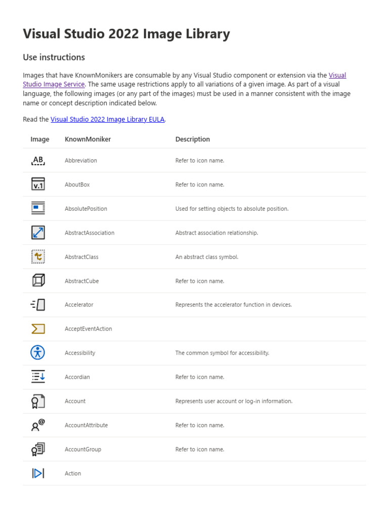 Visual Studio 2022 Image Library | PDF