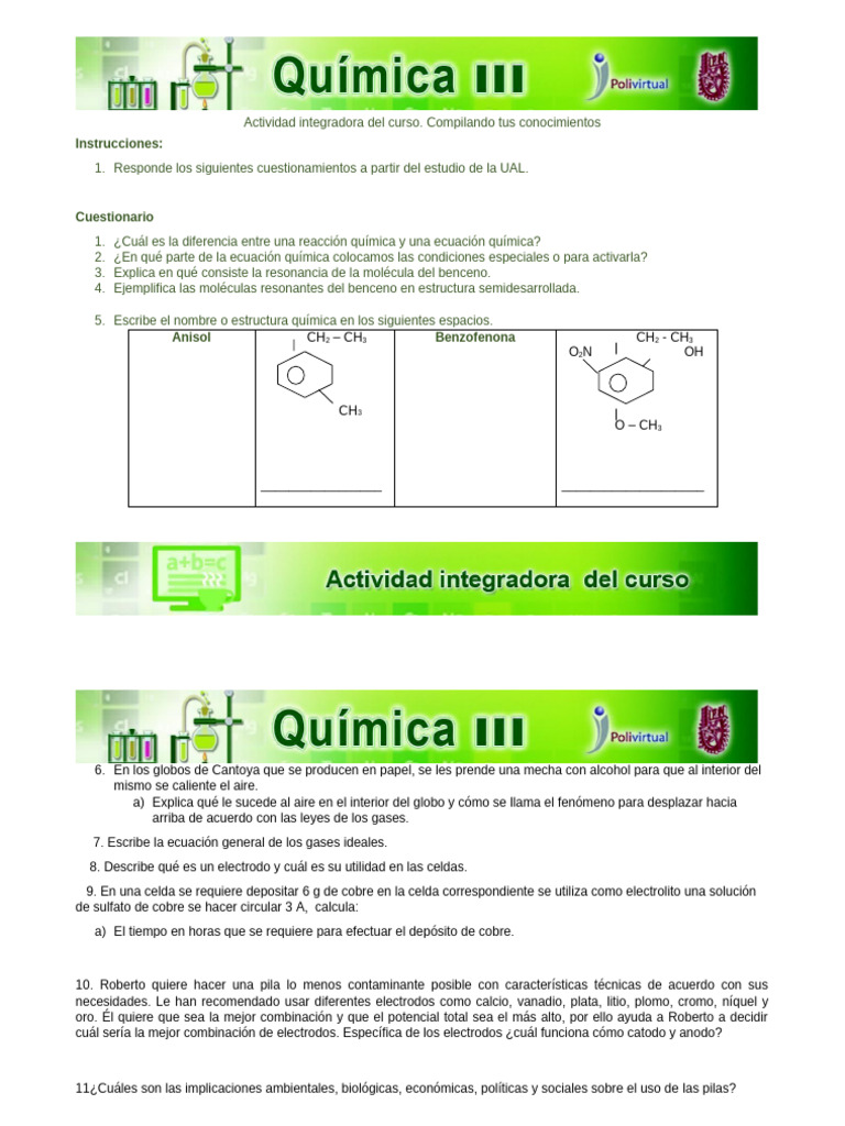 Quim3 Act Int Curso Word | PDF