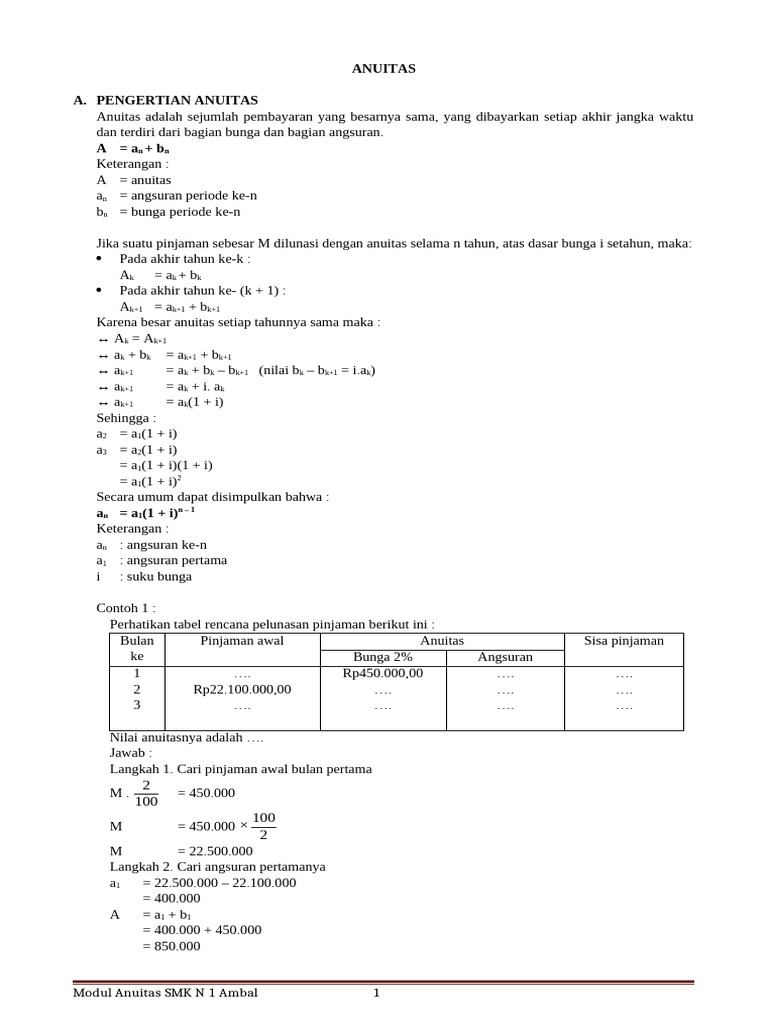 Modul Anuitas Jadi | PDF
