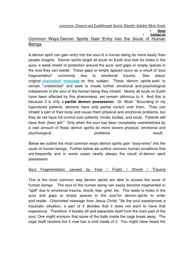 Demon Possession and How To Be Free From Them | PDF | Michael ...