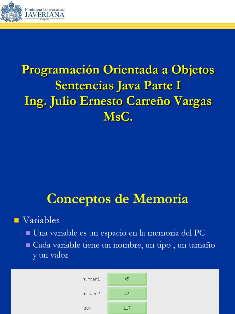 Curso POOJava Sentencias I | PDF | Flujo de control | Java (lenguaje de programación)