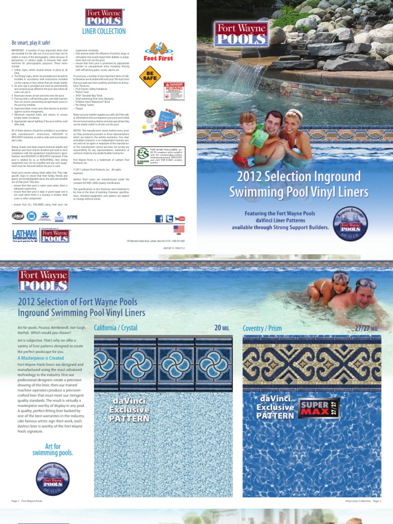 2012 FWP DaVinci Liner Brochure | PDF | Tile | Swimming Pool