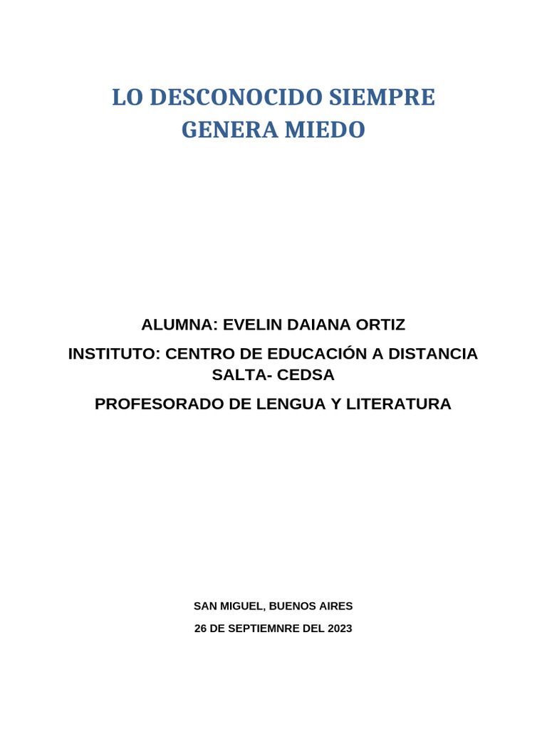 Lo Desconocido Siempre Genera Miedo | PDF | Lengua española | Dialecto
