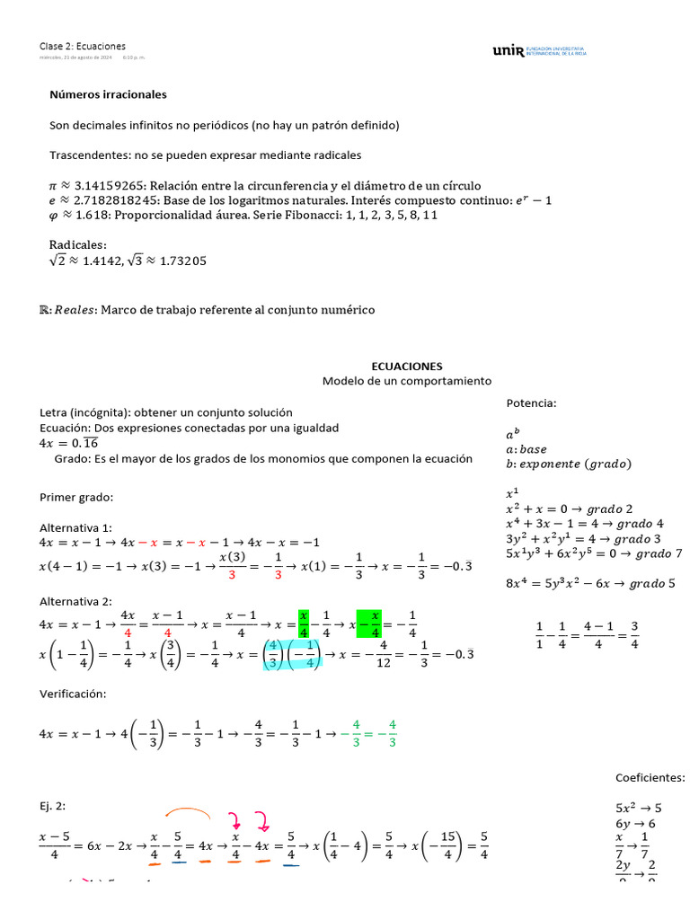 Clase 2 Ecuaciones | PDF