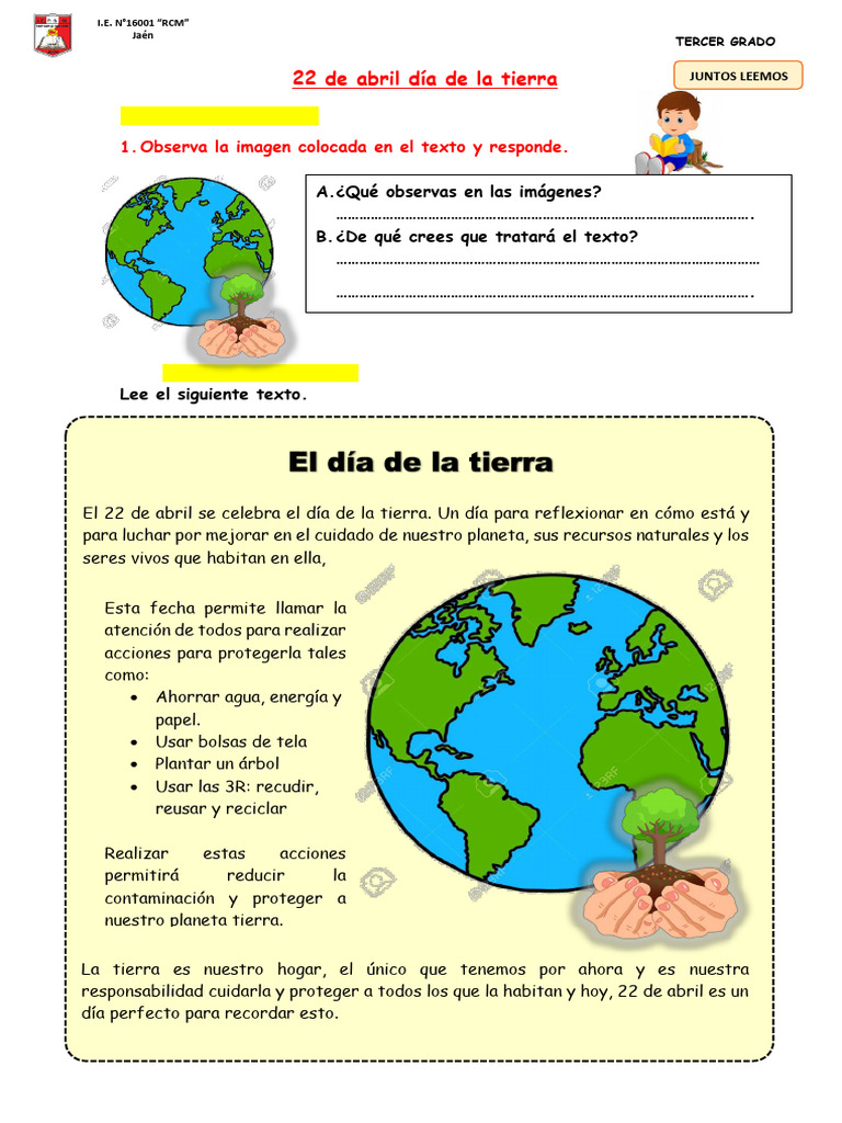 FICHA DIA DE LA TIERRA | PDF