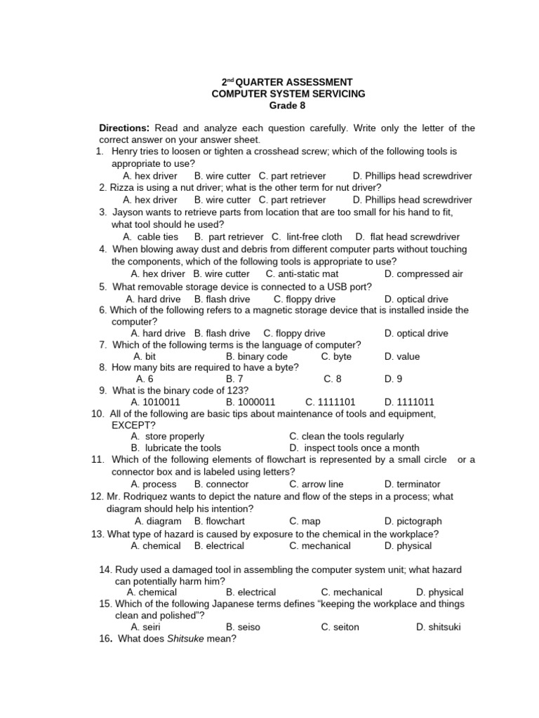 Css 8 Assessment q2 | PDF
