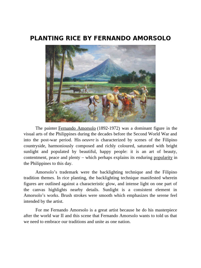 Planting Rice by Fernando Amorsolo | PDF