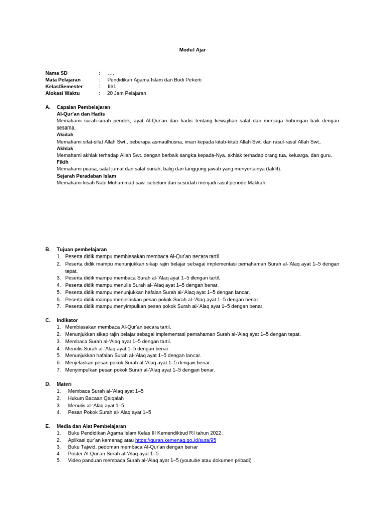 Modul Ajar Pai 3 | PDF