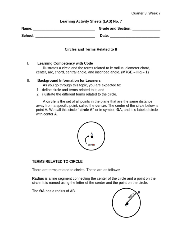 G7-Q3-9-Circles and The Term Related To It | PDF