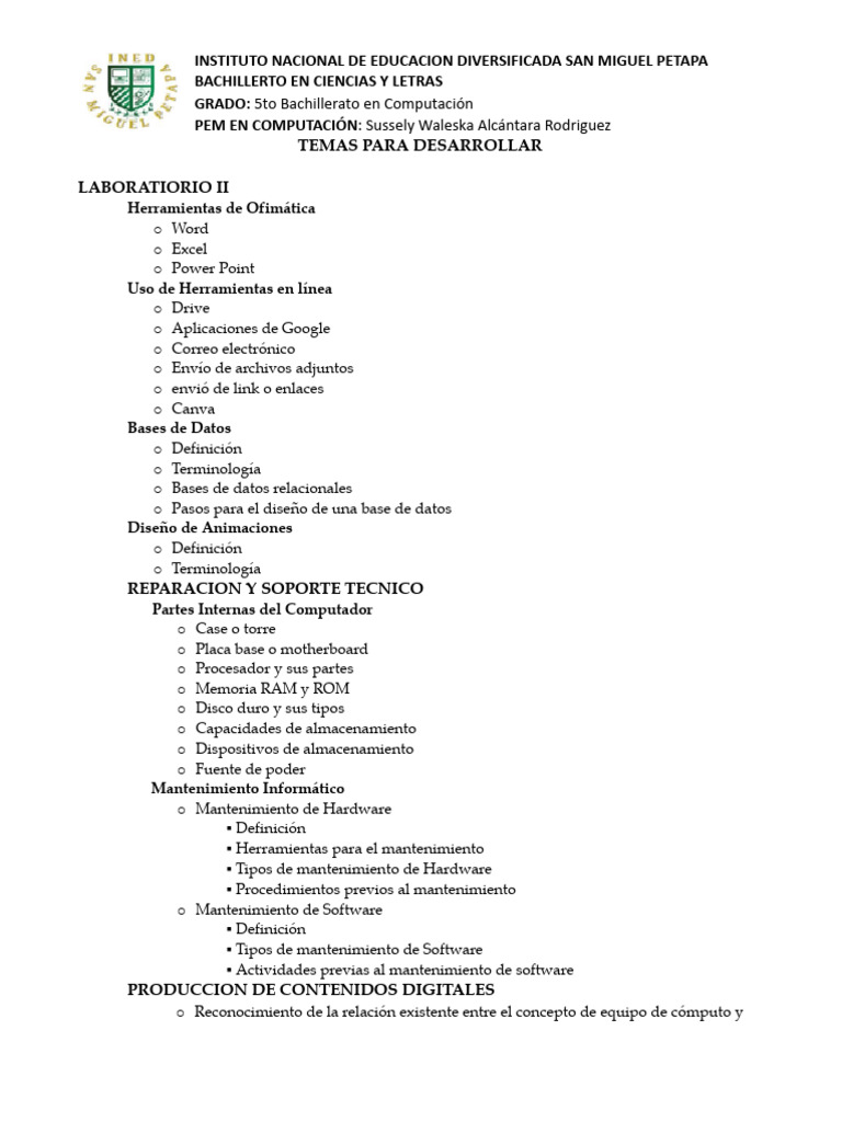 TEMARIO | PDF | Informática | Computadoras