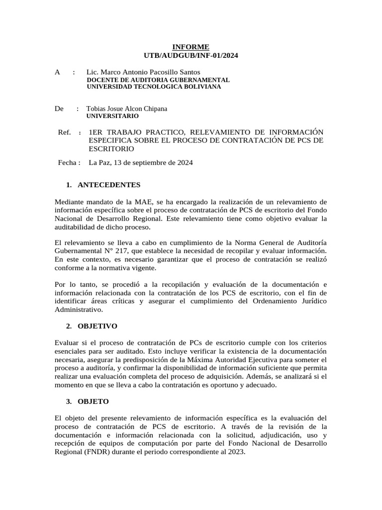 Informe de Relevamiento de Información | PDF