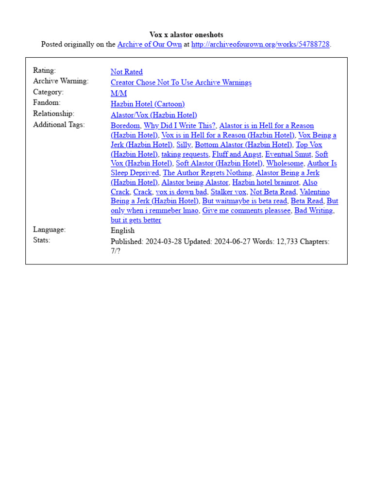 Vox x Alastor Oneshots | PDF