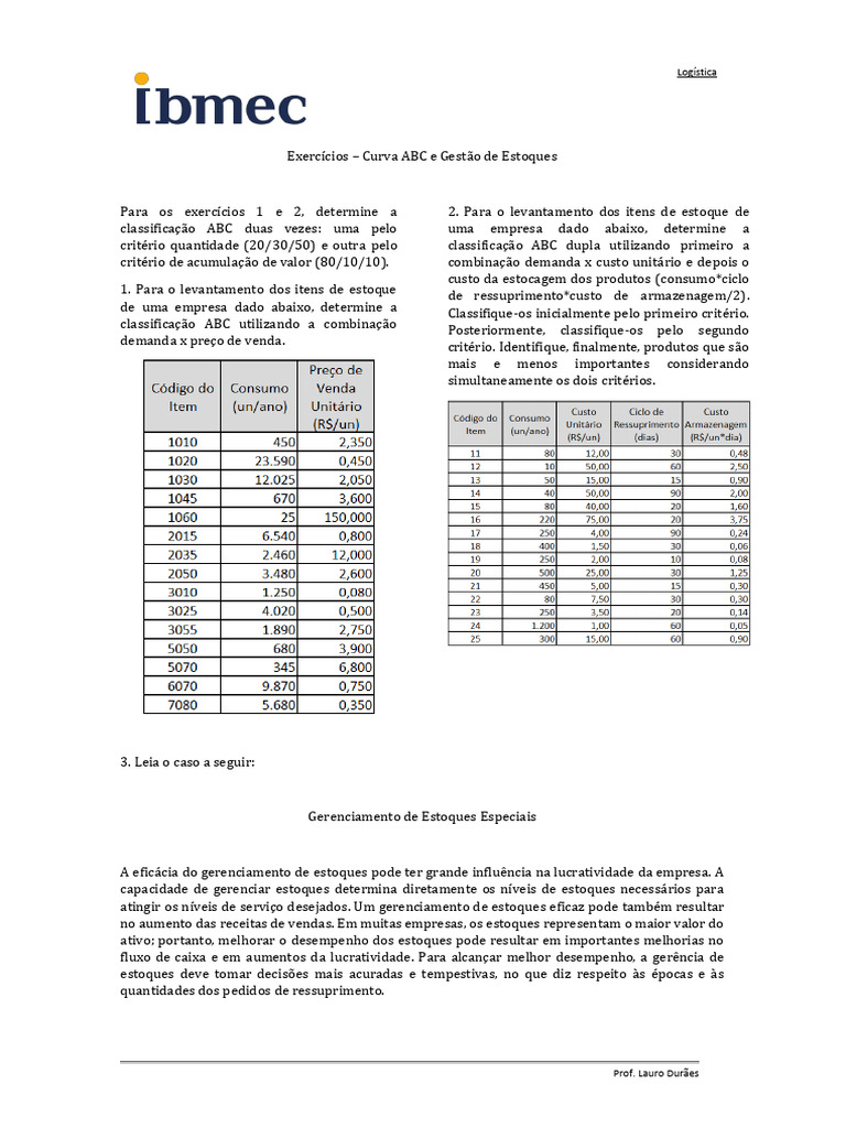 Exerc Cios - Curva ABC | PDF