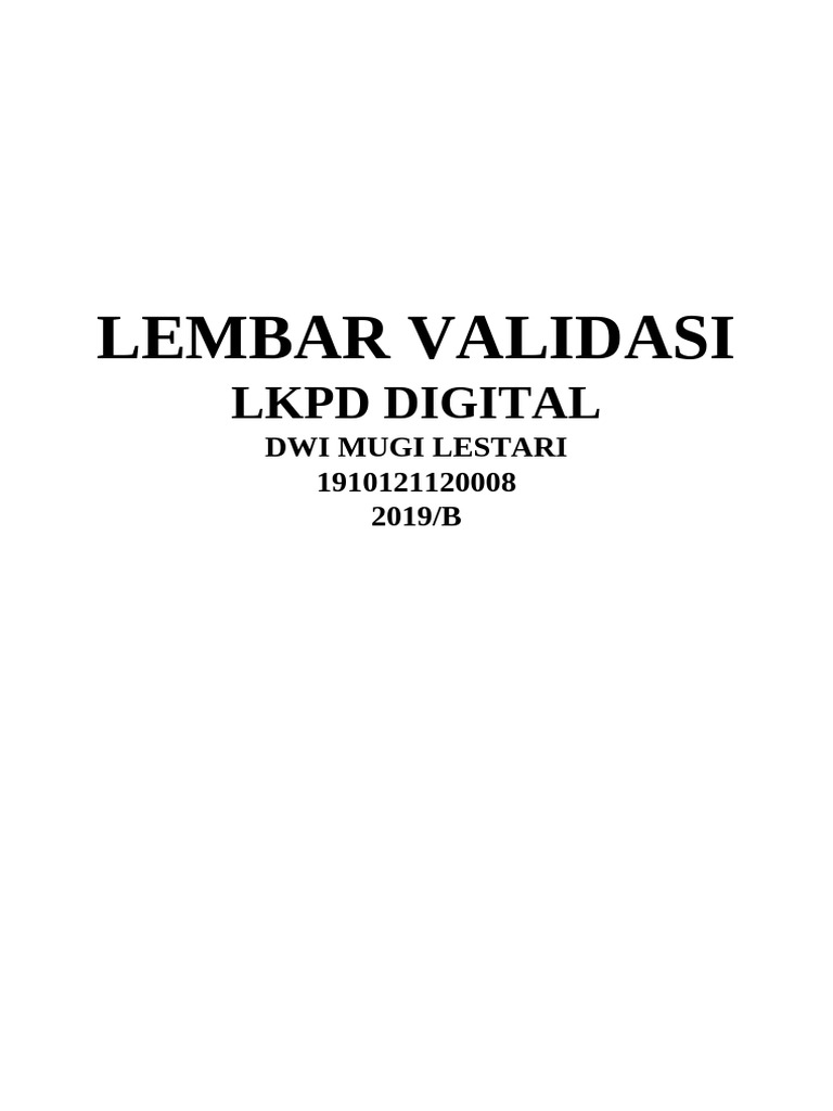 LEMBAR VALIDASI LKPD | PDF