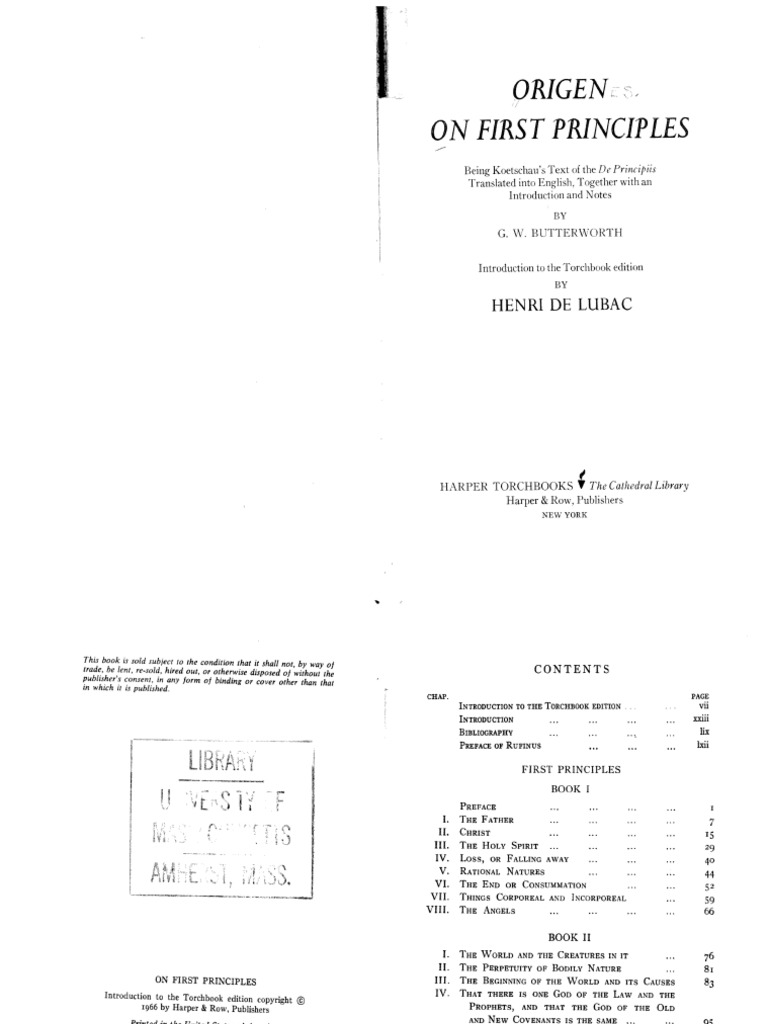 Origen On First Principles | PDF