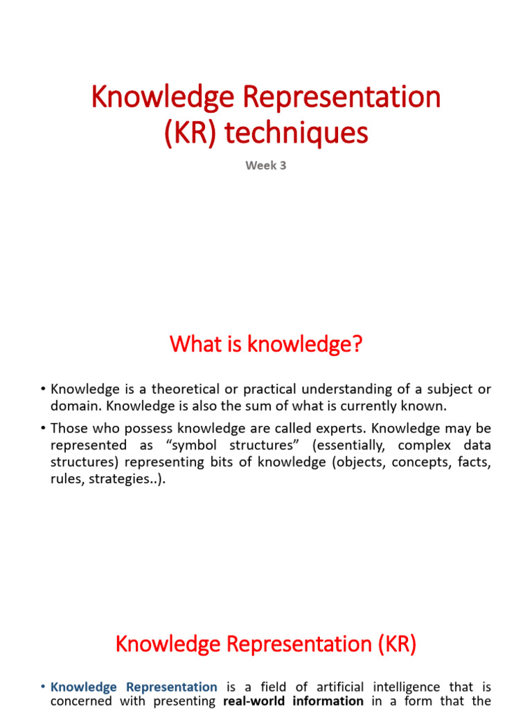 Knowledge Representation KR Techniques | PDF
