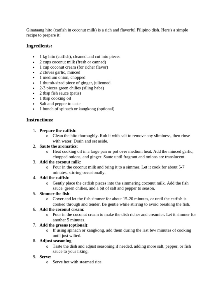 Ginataang hito recipe | PDF